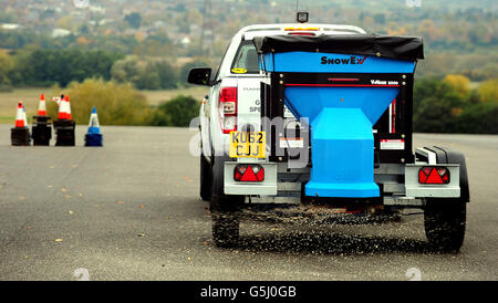 Gritting during a skid prevention and safety training day for drivers ...
