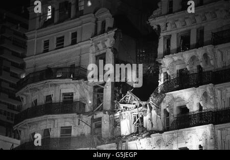 The damage caused by the IRA bomb to The Grand Hotel, Brighton, E ...