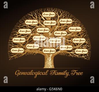 Genealogy tree. Genealogical family tree vector illustration, vintage ...