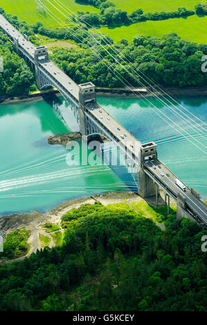 Aerial, Britannia Bridge, Anglesey Stock Photo - Alamy