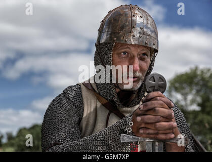 A man dressed as a knights Templar, Esrum Monastery, Northern Zealand ...