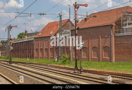 Railroad tracks and signals in Lingen, Germany Stock Photo - Alamy