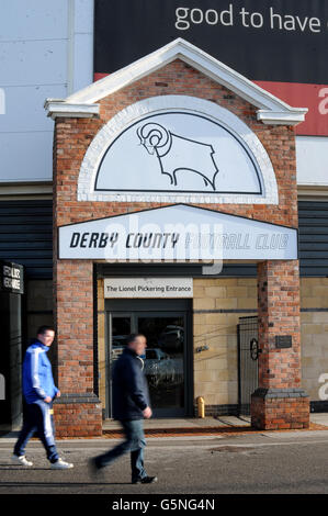 A general view of Pride Park, home to Derby County before the Derby ...