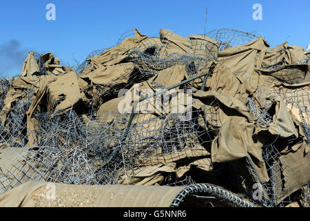 General view of Hesco Bastion bags in FOB Price, Helmand Province ...