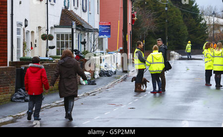 Sandbagged homes in Wallington, Hampshire where residents have been ...