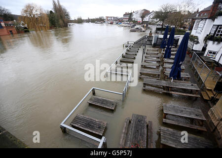 The River Thames has burst its banks at Henley on Thames in Oxfordshire ...