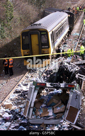 Selby train crash wreckage Stock Photo - Alamy