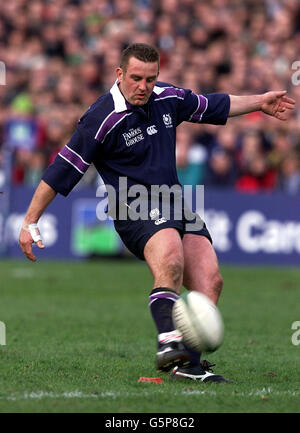Scotland's Brendan Laney converts a penalty against Wales during the ...
