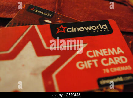 The Cineworld logo displayed on Cineworld gift cards Stock Photo - Alamy