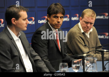 Former players David Wetherall (left), Chris Coleman and Steve Staunton ...