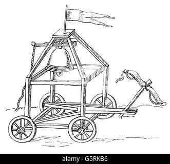 Carroccio, a four-wheeled war altar, with huge vexillum standard, drawn ...