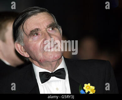 BBC commentator Bill McLaren in his gantry position ready with his ...