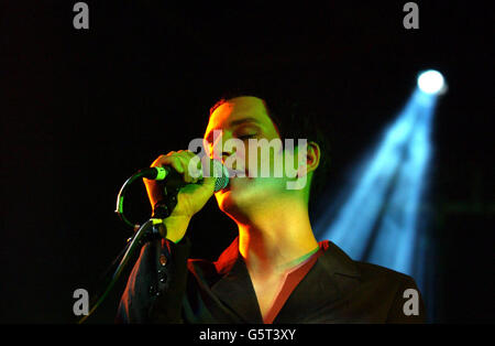 Brian Molko, lead singer of the pop band Placebo, performing at the Big ...