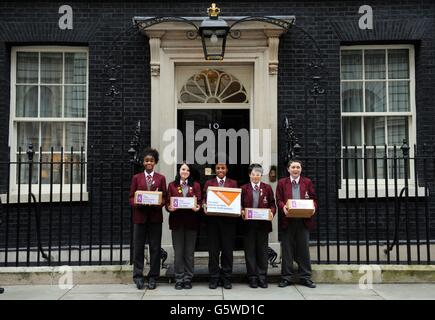 School children from Conisborough College in south London deliver a ...