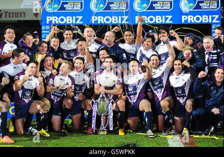 Melbourne Victory players celebrate their A-League grand final win over Newcastle Jets at AAMI ...
