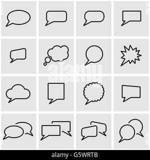 Text bubbles icon line isolated on white background. Black flat thin ...
