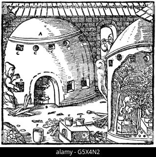 mining, ore dressing / metal processing, primitive melting furnace for ...