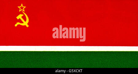 The flag of the Lithuanian Soviet Socialist Republic and Emblem . The ...