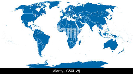 World political map. Detailed map of the world with shorelines ...