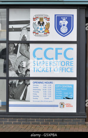 A view of a Coventry City club emblem before the Sky Bet Championship ...
