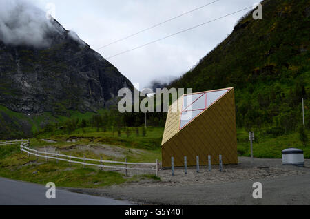 ERSJFJORD, SENJA, NORWAY - AUGUST 20, 2016: The golden toilet tourist ...