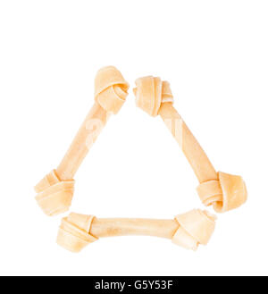 Rawhide bone on a white background with copy space Stock Photo - Alamy