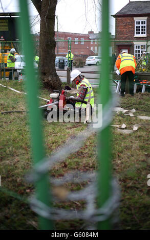 Greenpeace campaigners set up a fake drilling operation on the village ...