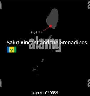 Kingstown, Saint Vincent and the Grenadines. Detailed Country Map with ...