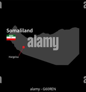 Detailed vector map of Somaliland and capital city Hargeisa Stock ...