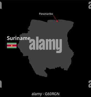 Map of Suriname with pin of country capital. Suriname Map with ...