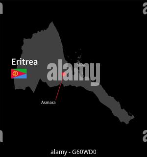 Eritrea map with pin of country capital. Two types of Eritrea map with ...