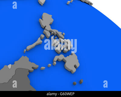Philippines on grey 3D map Stock Photo - Alamy