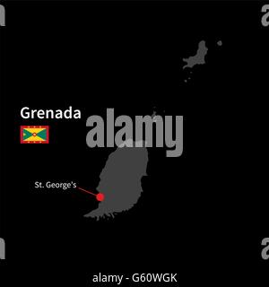 St George's Grenada. Detailed Country Map with Location Pin on Capital ...