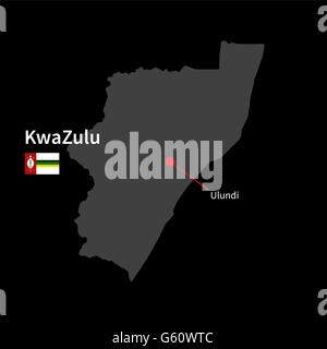 Detailed vector map of KwaZulu and capital city Ulundi Stock Vector ...