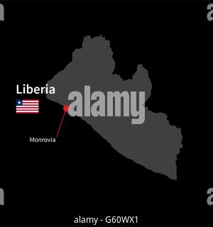 Liberia Political Map with capital Monrovia, national borders Stock ...