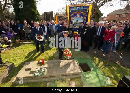 Maltby colliery closure. Flowers are laid after a lump of coal was ...