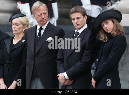Mark Thatcher (right) with his family (left to right) wife Sarah, son ...