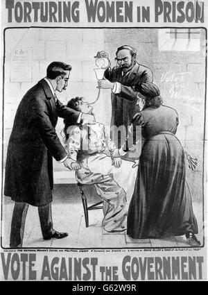 SUFFRAGETTES A suffragette is force fed in HM Prison Holloway,London ...