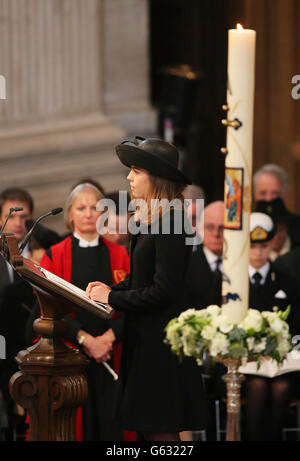 Amanda Thatcher, granddaughter of Margaret Thatcher, gives a reading ...