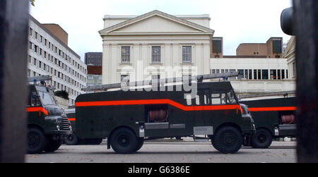 A line up of Green Goddess fire engine ready for action in the hanger at RAF Catterick Stock ...