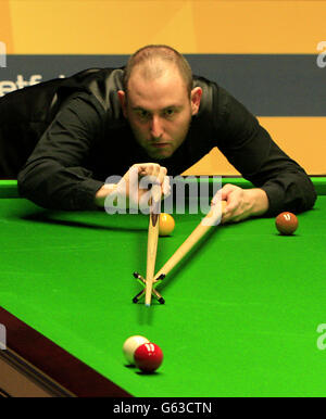 Matthew Selt during his match against Xiao Guodong (not pictured ...