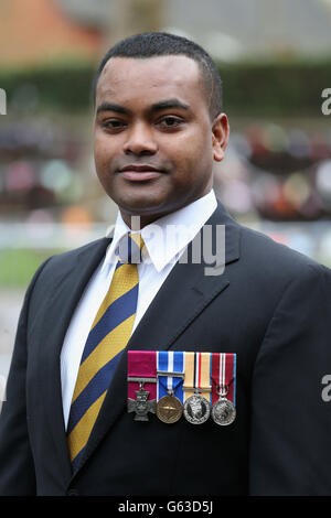 Sergeant Johnson Beharry VC before the arrival of Prince Harry to open ...
