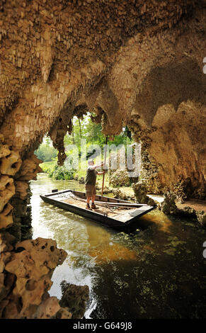 Restored 18th century crystal grotto. General view of an 18th century ...