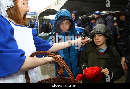 The Everton toffee lady with fans outside Goodison Park before the ...