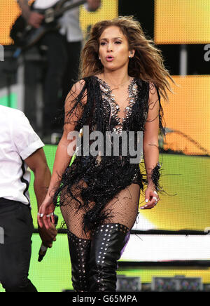Jennifer Lopez performs in concert at Bercy in Paris on October 16 ...