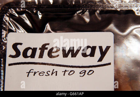 Safeway logo displayed on a product, at a store in London Stock Photo ...