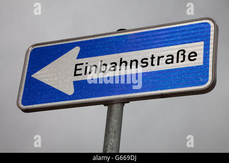 Traffic sign, Einbahnstrasse, German for a one-way street Stock Photo ...