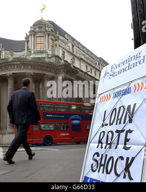 An newspaper advert outside The Bank of England in central London after ...