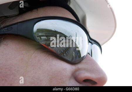 Track Engineer Vincent Rousselot walks along the new Channel Tunnel ...