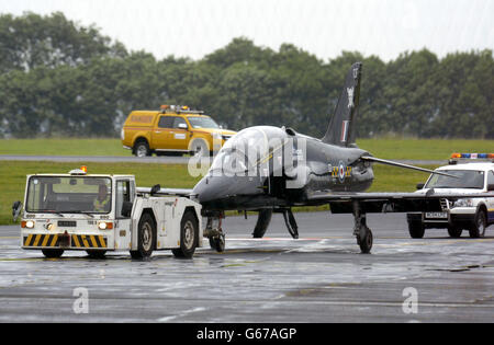 Two RAF Hawk aircrafts on Newcastle Airport's runway after they were ...